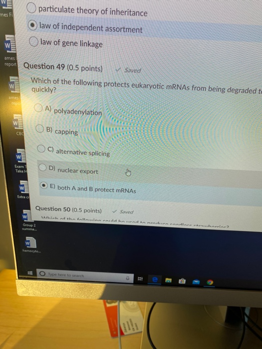 Solved m es Fi particulate theory of inheritance O law of | Chegg.com