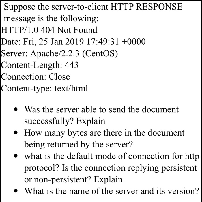 Solved Suppose the server-to-client HTTP RESPONSE message is | Chegg.com