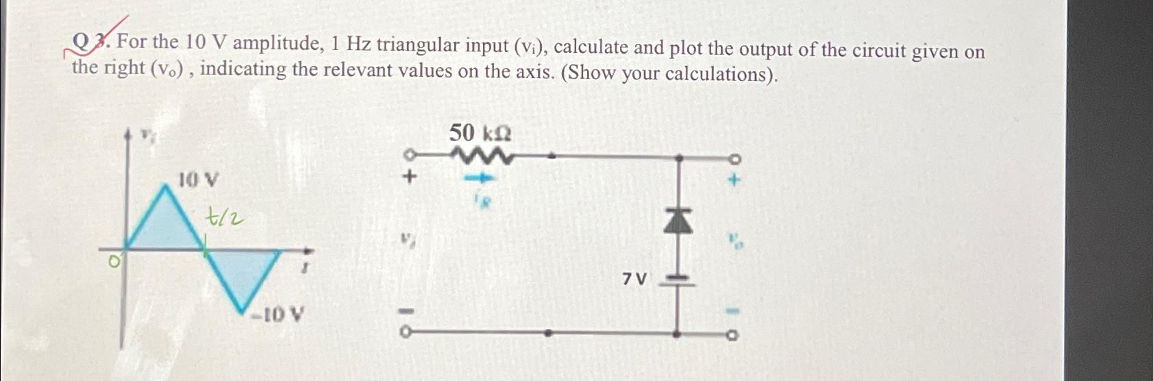 Solved Q3. ﻿For the 10V ﻿amplitude, 1Hz ﻿triangular input | Chegg.com