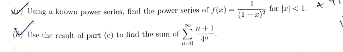 (4) ﻿Using a known power series, find the power | Chegg.com