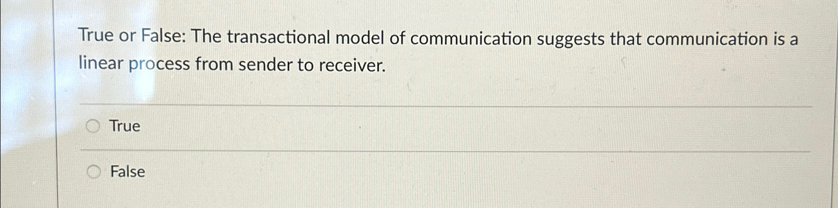 Solved True or False: The transactional model of | Chegg.com