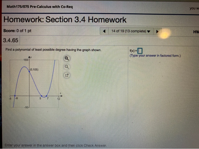 Solved Math 175/075 Pre-Calculus with Co-Req you w Homework: | Chegg.com