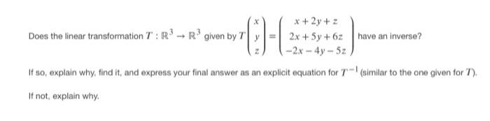 Solved Consider the transformation T: R2 R3 given by T x-3y | Chegg.com