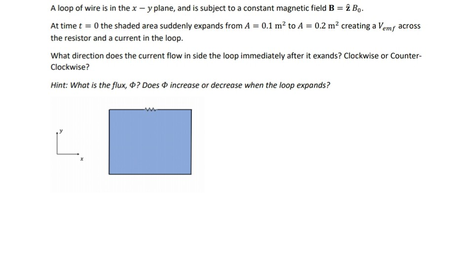 Solved A loop of wire is in the x - y plane, and is subject | Chegg.com