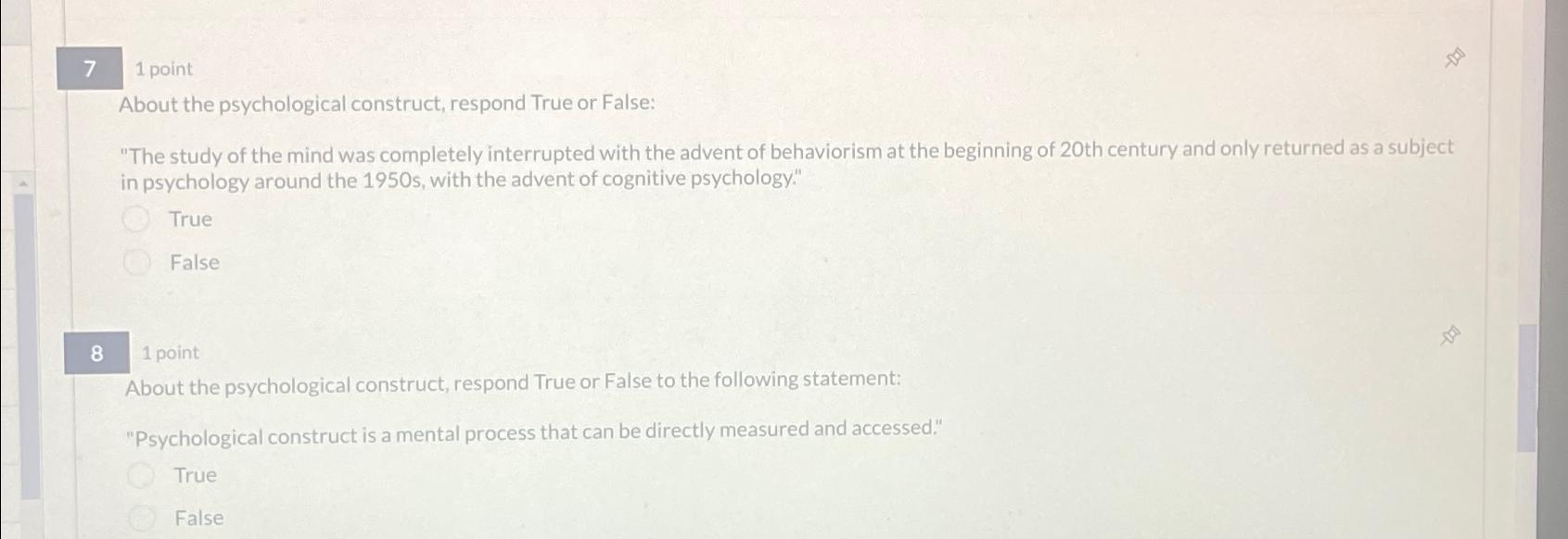Solved 71 ﻿pointAbout the psychological construct, respond | Chegg.com