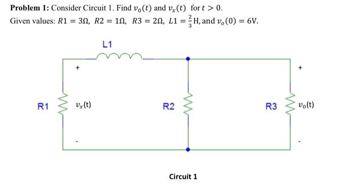 Solved Problem 1: Consider Circuit 1. Find v0(t) and vx(t) | Chegg.com