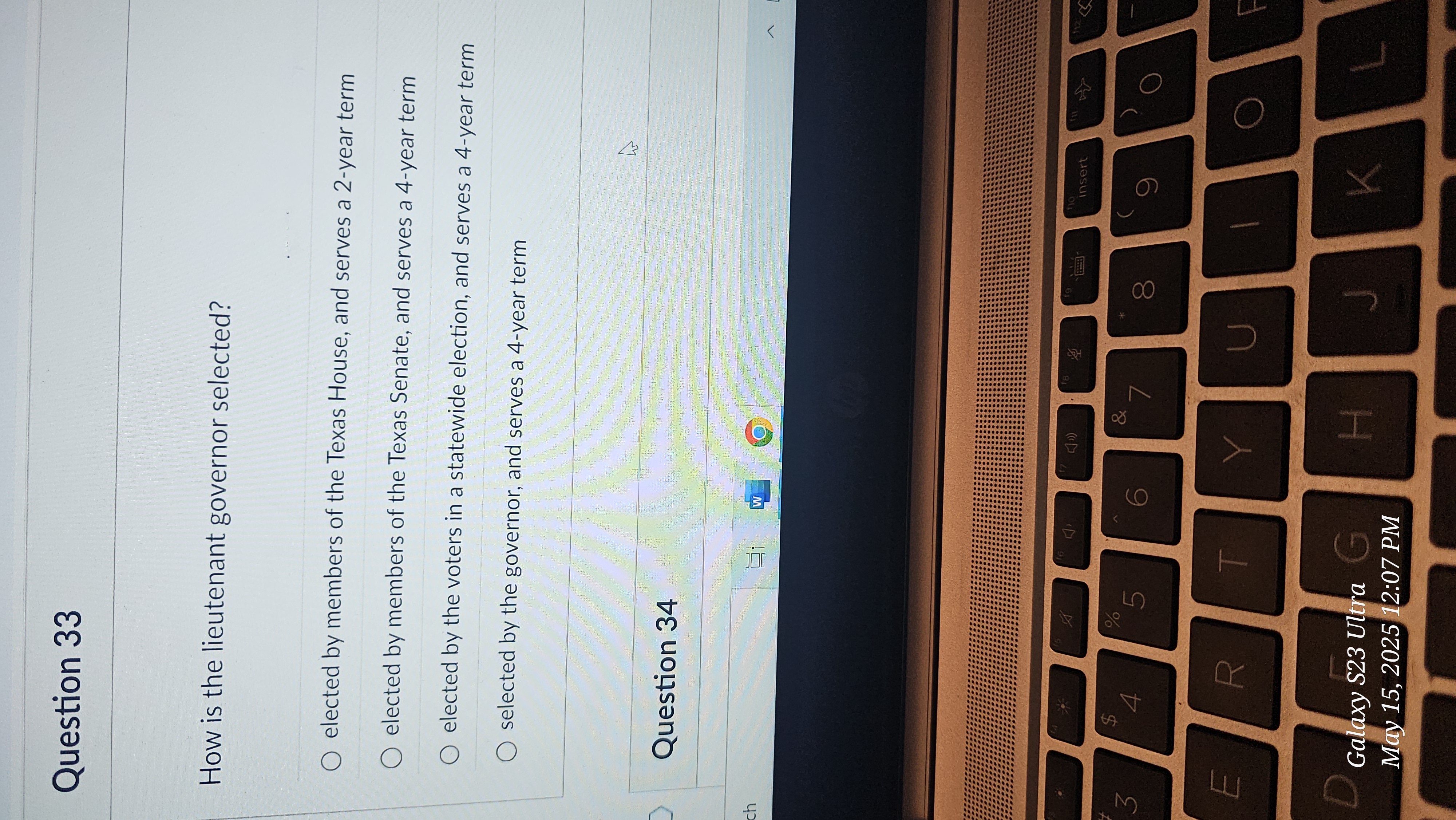 Solved Question 33How is the lieutenant governor | Chegg.com