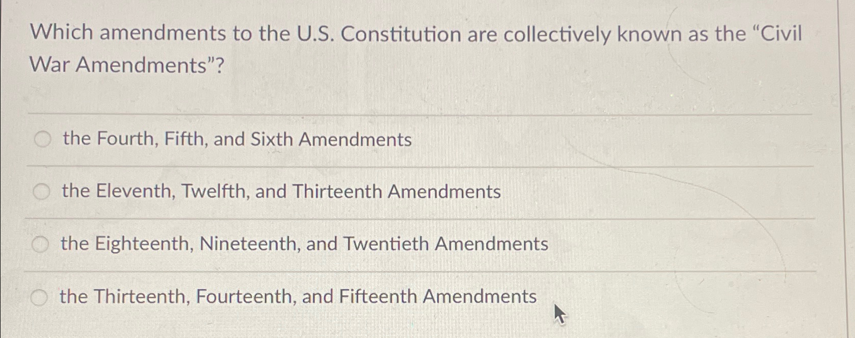 Solved Which amendments to the U.S. ﻿Constitution are | Chegg.com