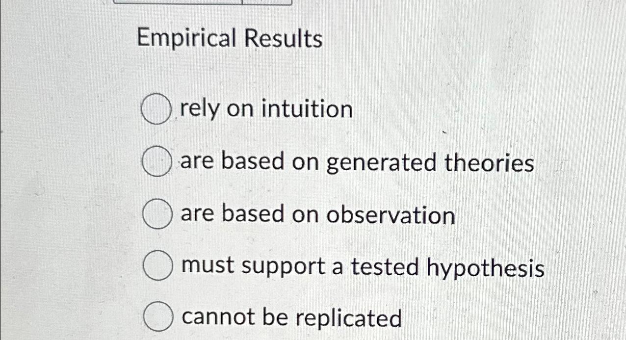 Solved Empirical Resultsrely on intuitionare based on | Chegg.com