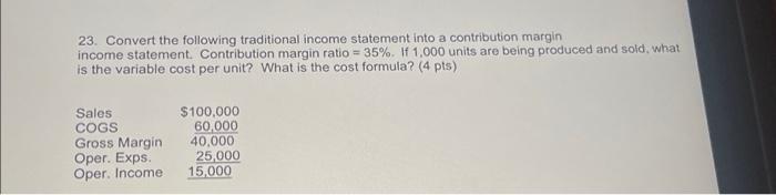 Solved 23. Convert the following traditional income | Chegg.com