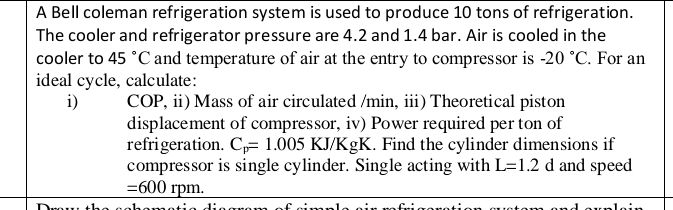 Solved A Bell coleman refrigeration system is used to | Chegg.com