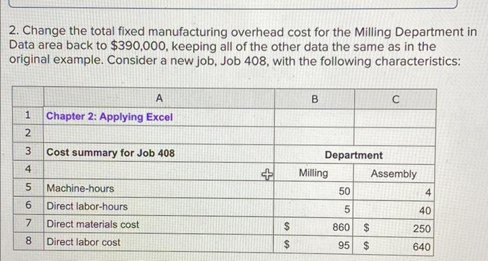 Solved 2. Change the total fixed manufacturing overhead cost | Chegg.com