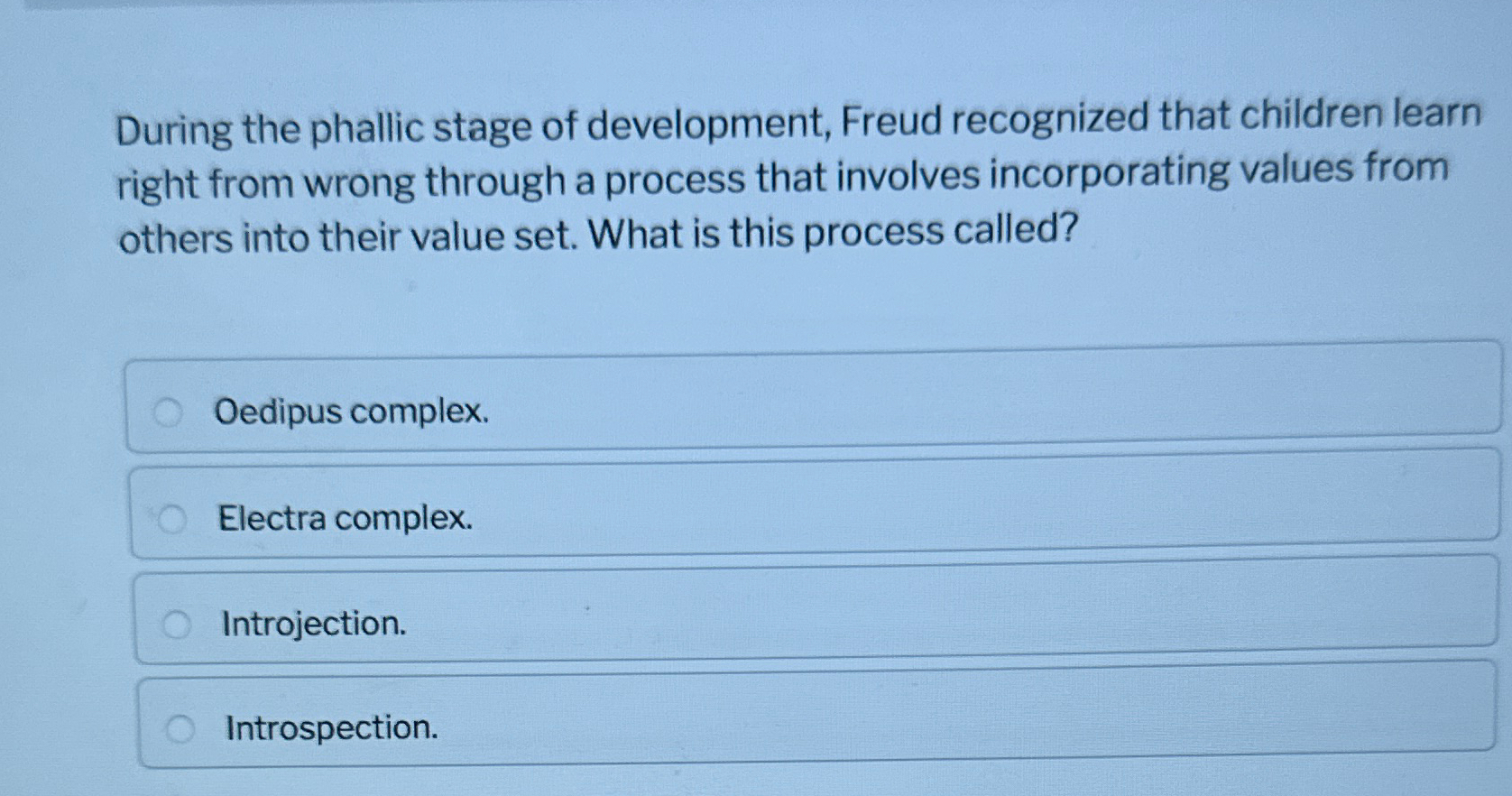 Solved During the phallic stage of development, Freud | Chegg.com