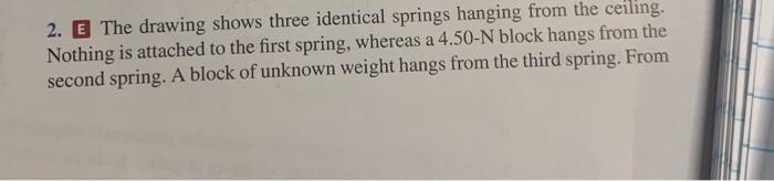 Solved 2. E The drawing shows three identical springs | Chegg.com