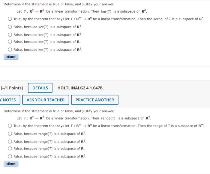 Solved Determine if the statement is true or false, and | Chegg.com
