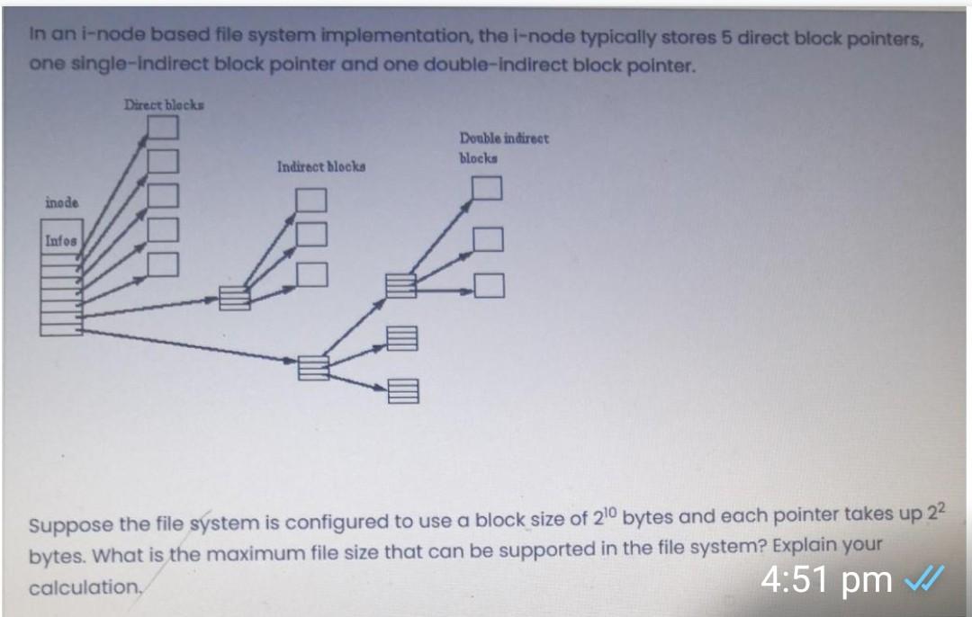 Solved In an i-node based file system implementation, the | Chegg.com