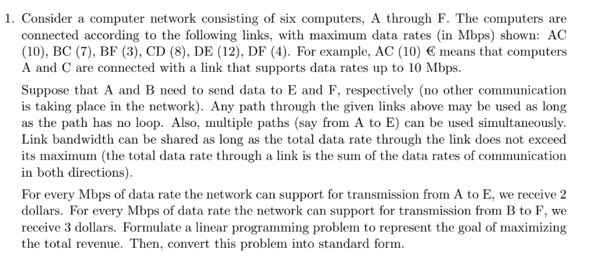 Consider a computer network consisting of six | Chegg.com