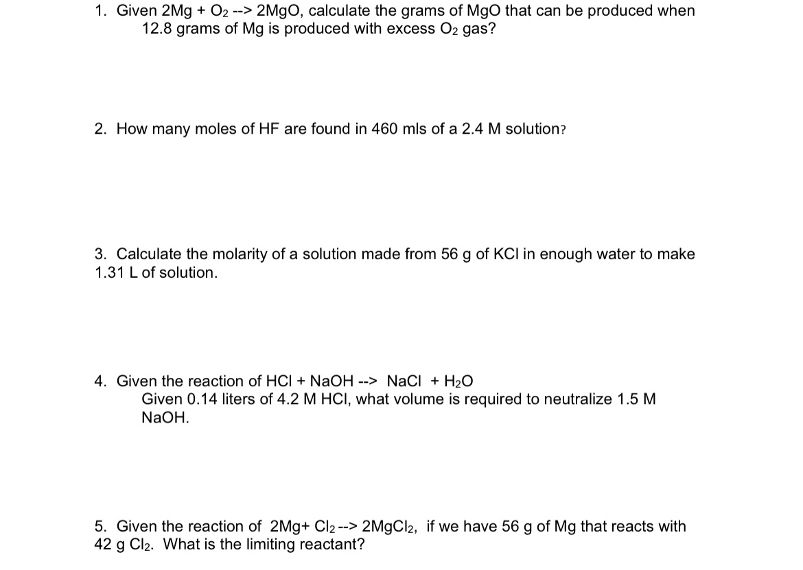 Solved Given 2Mg+O2-→2MgO, calculate the grams of MgO that | Chegg.com