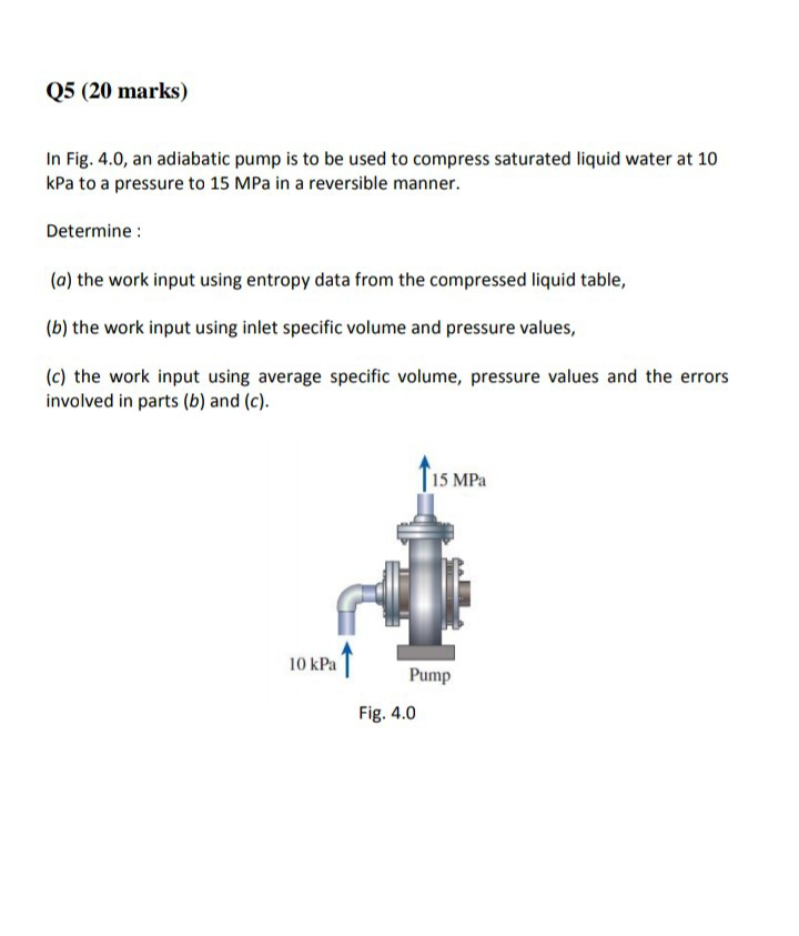 Solved Q5 (20 marks) In Fig. 4.0, an adiabatic pump is to be | Chegg.com