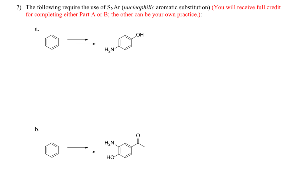 The following require the use of SNAr (nucleophilic | Chegg.com