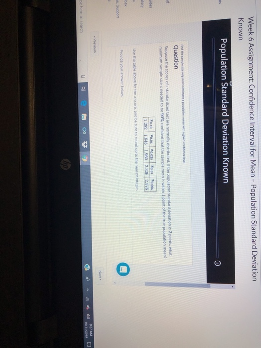 Solved Week 6 Assignment: Confidence Interval for Mean - | Chegg.com