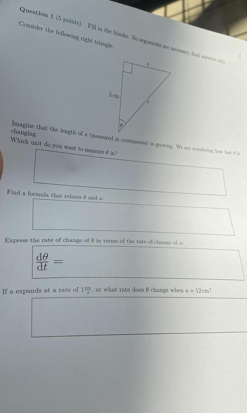 Solved Consider the following right triangle: Imagine that | Chegg.com