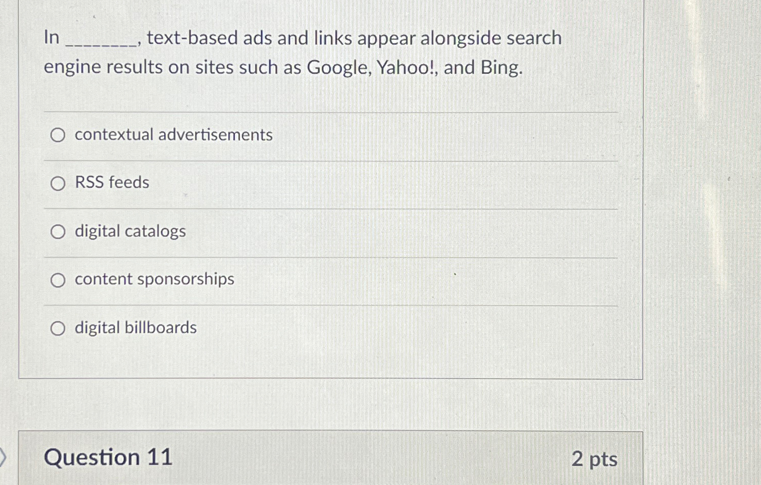 Solved In text-based ads and links appear alongside search | Chegg.com