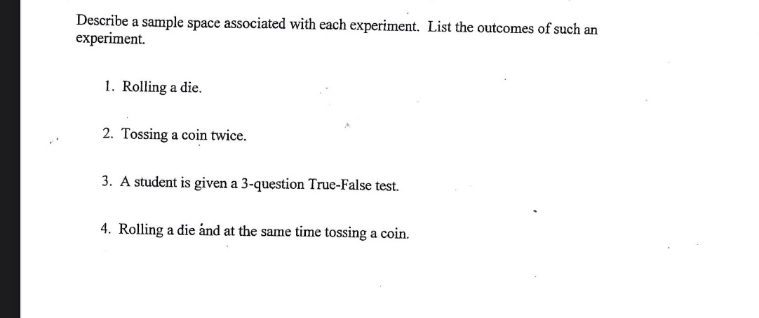 Solved Describe a sample space associated with each | Chegg.com