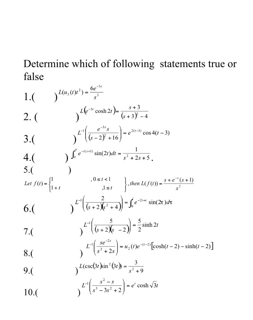 Solved Determine which of following statements true or | Chegg.com