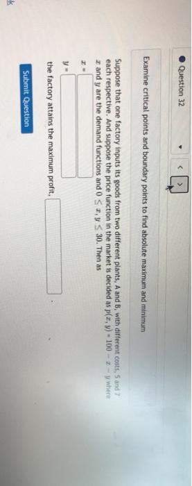 Solved Question 35 Examine critical points and boundary | Chegg.com Solved Question 35 Examine critical points and boundary | Chegg.com