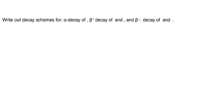 Solved Write out decay schemes for: a-decay of , Bdecay of | Chegg.com