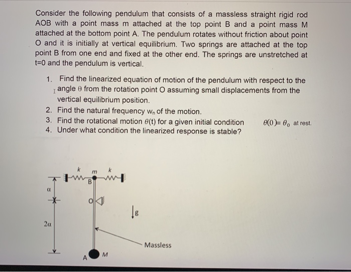 Solved Consider the following pendulum that consists of a | Chegg.com