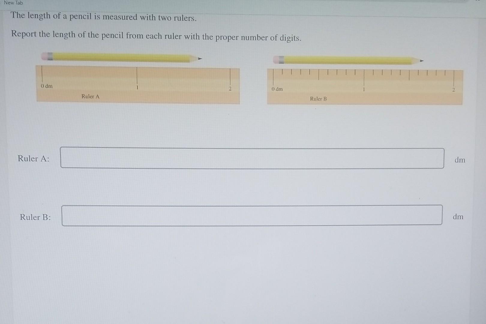 Solved The length of a pencil is measured with two rulers. | Chegg.com