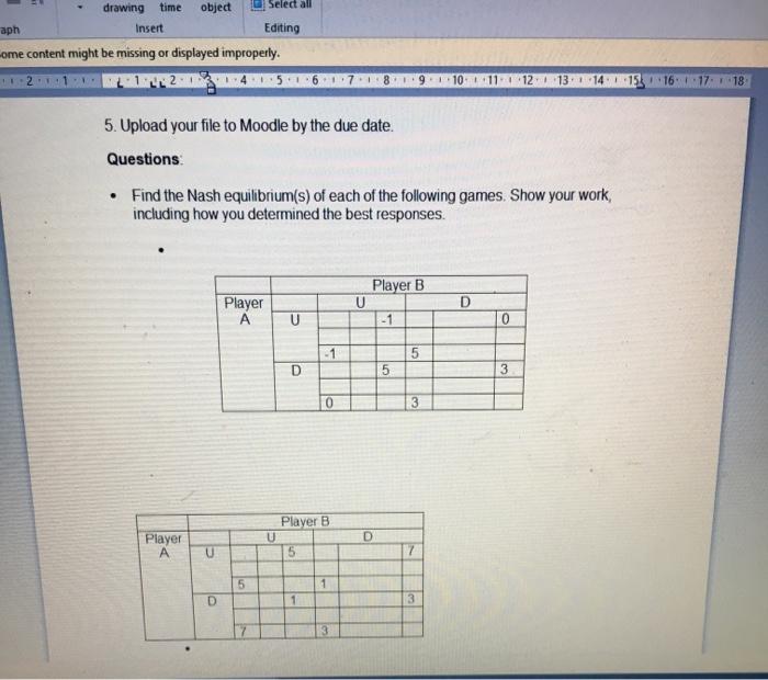 Solved drawing time object Select all aph Insert Editing ome | Chegg.com