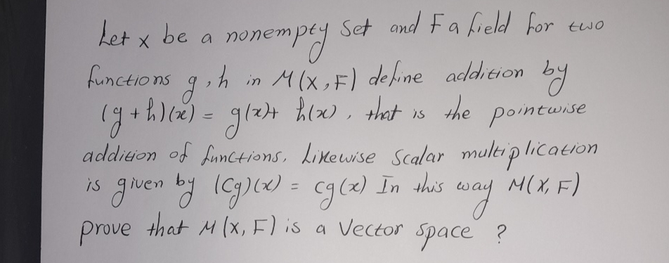 Solved Let x ﻿be a nonempty set and F a field for two | Chegg.com