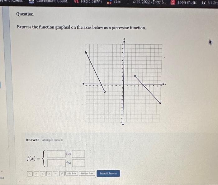 Solved Express the function graphed on the axes below as a | Chegg.com