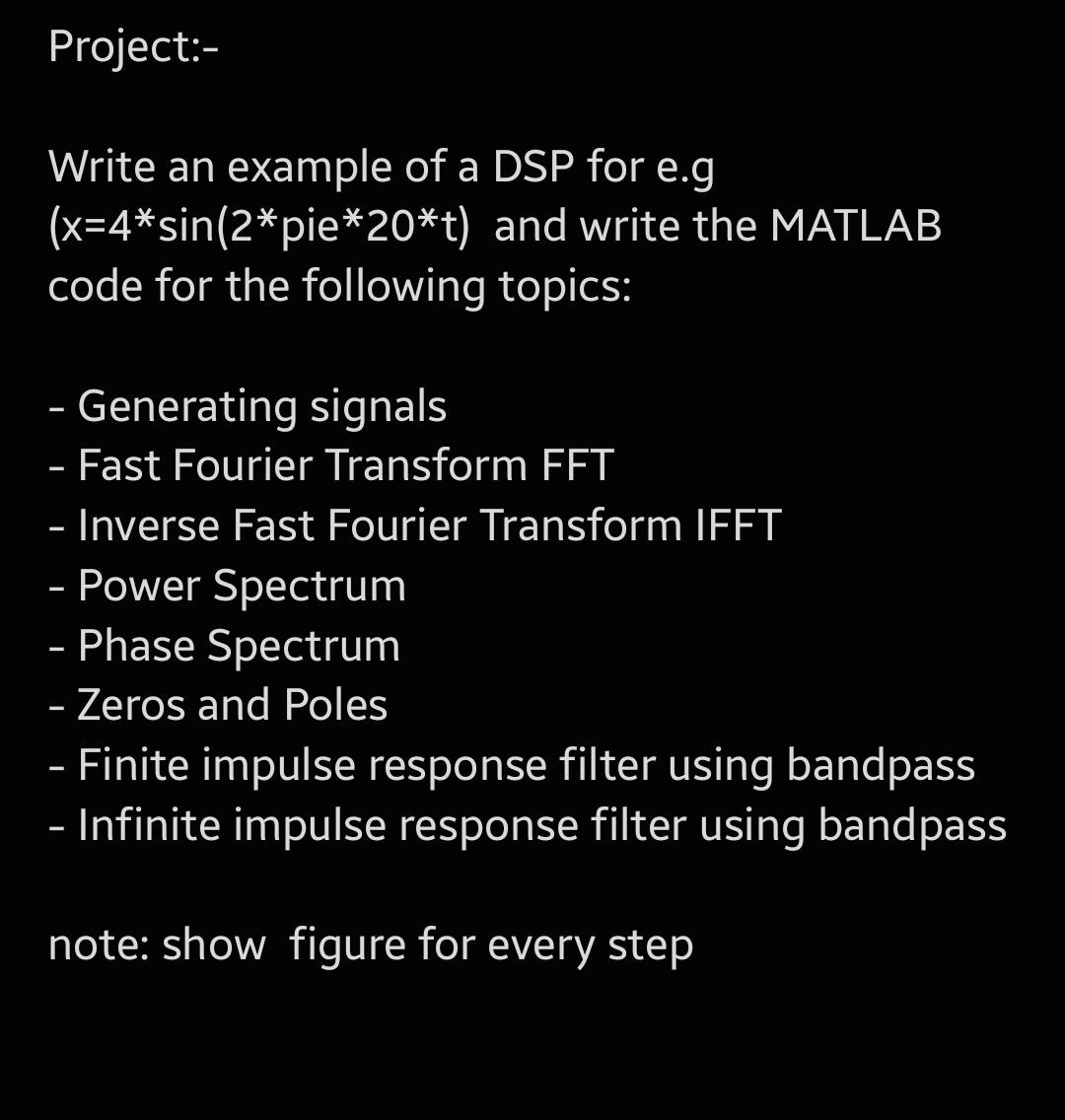 Solved Dsp project, Write the example and apply the steps | Chegg.com