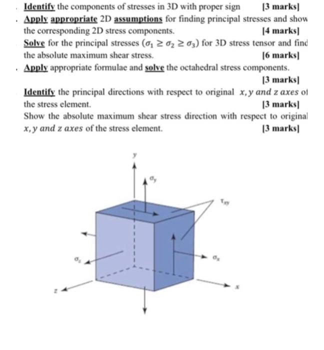 Solved . Identify the components of stresses in 3D with | Chegg.com