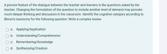 Solved A precise feature of the dialogue between the teacher | Chegg.com