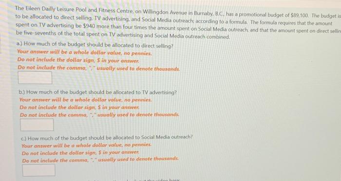 Solved The Eileen Dailly Leisure Pool and Fitness Centre, on | Chegg.com