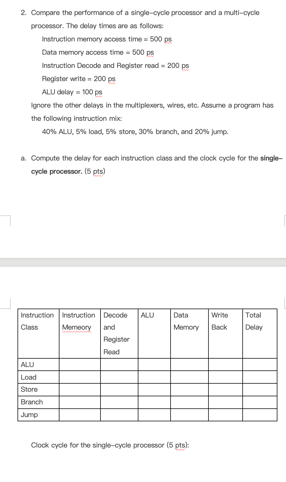 Solved [Computer Architecture][Performance of Single-Cycle, | Chegg.com