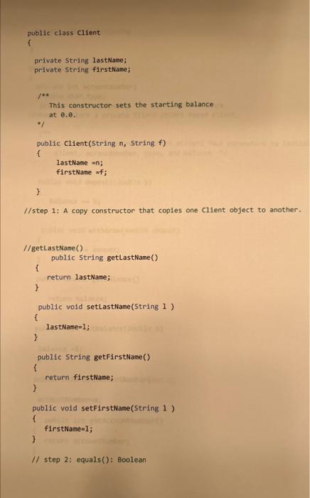 Solved public class client ( private string lastName; | Chegg.com Solved public class client ( private string lastName; | Chegg.com