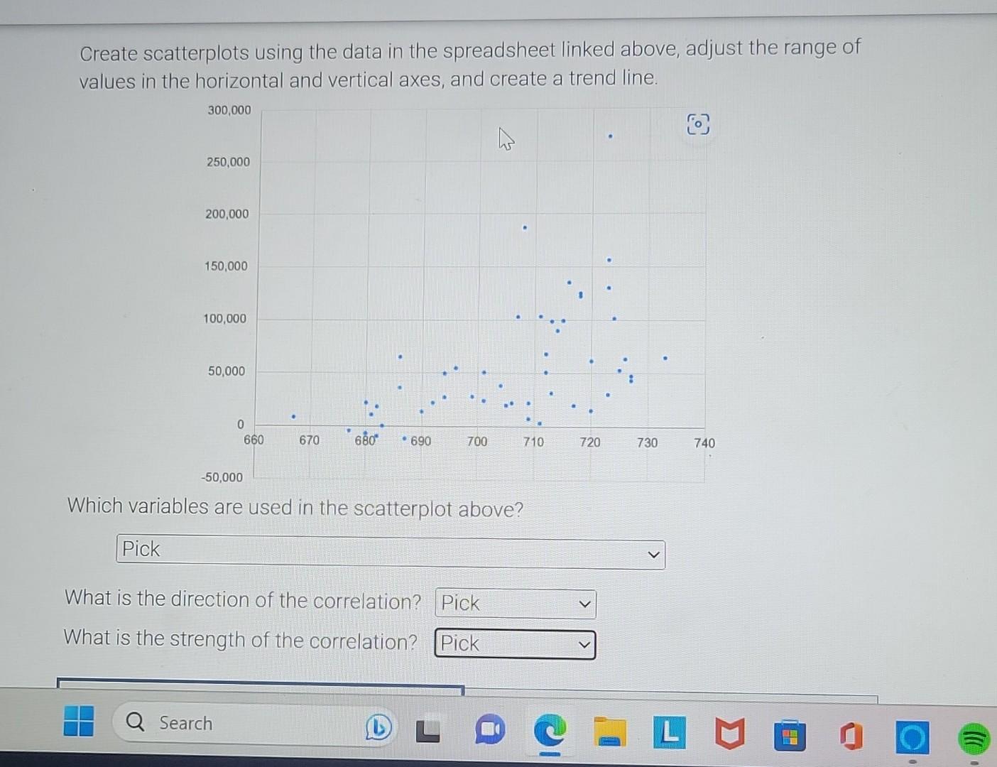Solved Create scatterplots using the data in the spreadsheet | Chegg.com