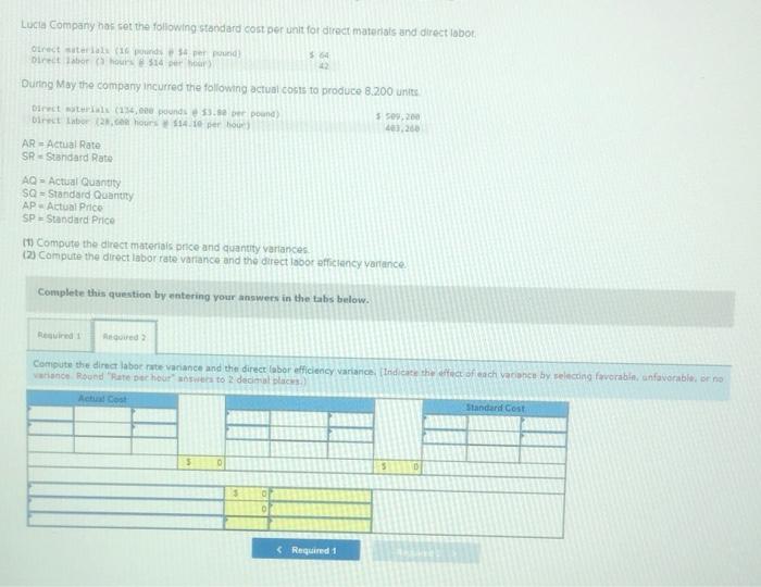 Solved Lucia Company has set the following standard cont per | Chegg.com Solved Lucia Company has set the following standard cont per | Chegg.com