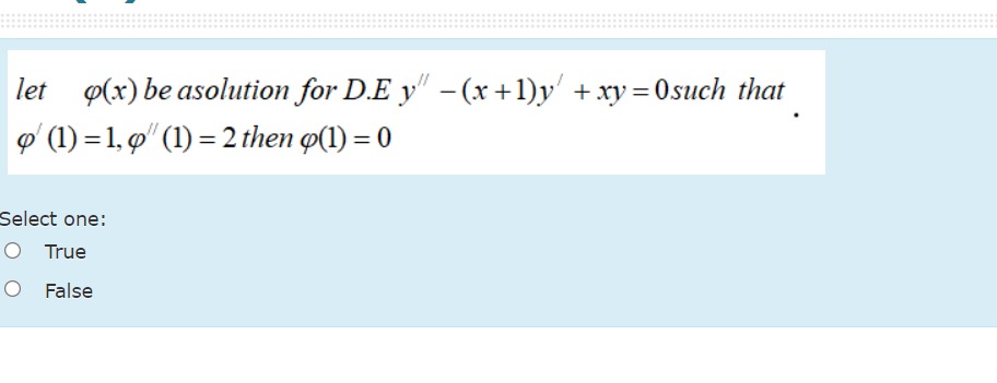 Solved let φ(x) ﻿be asolution for D.E y''-(x+1)y'+xy=0 ﻿such | Chegg.com
