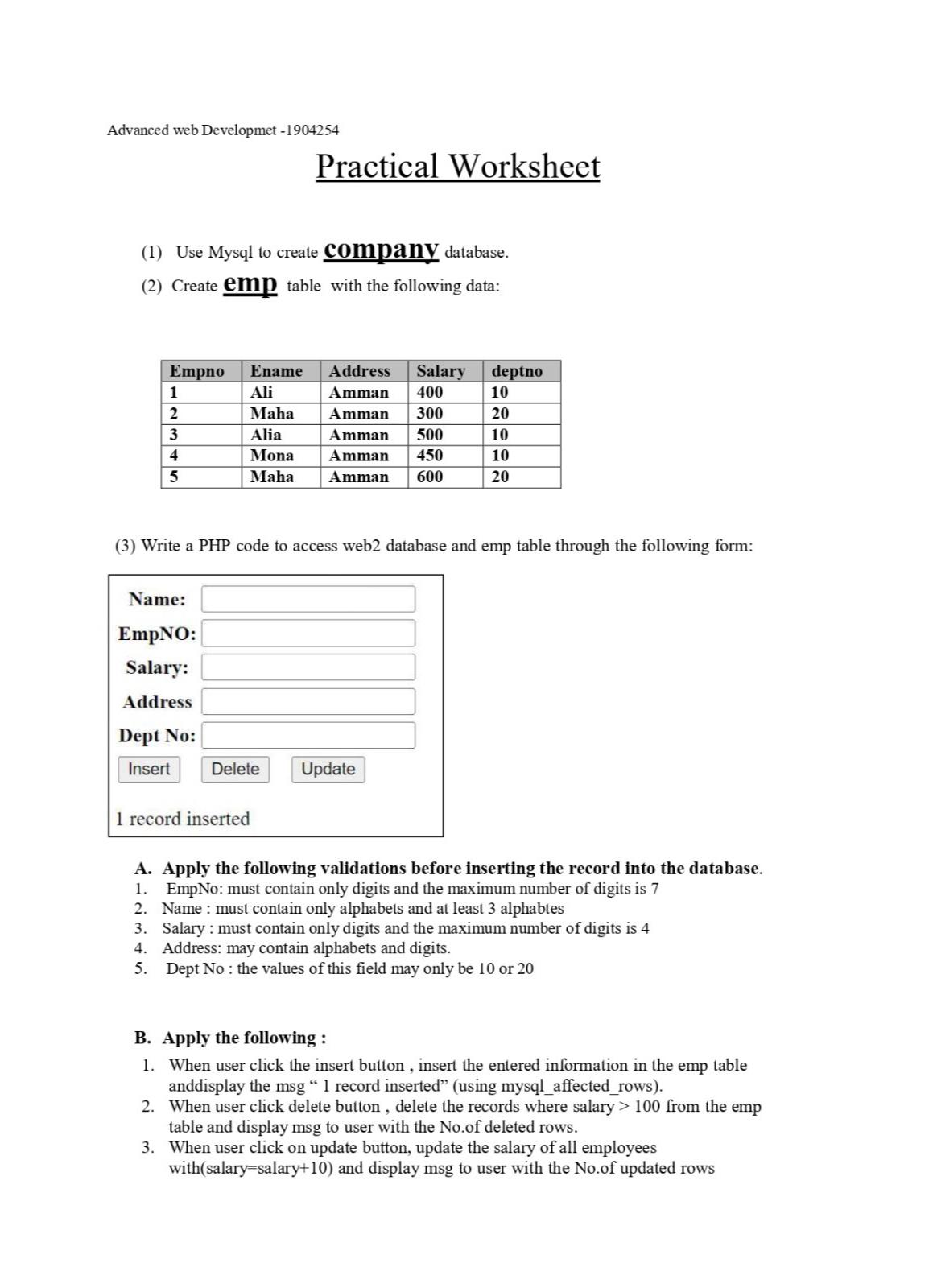Solved Advanced web Developmet -1904254Practical | Chegg.com