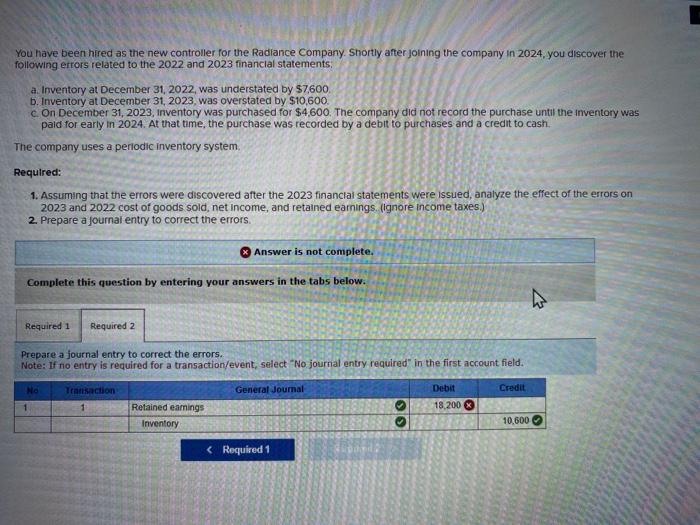 Solved You have been hired as the new controller for the | Chegg.com