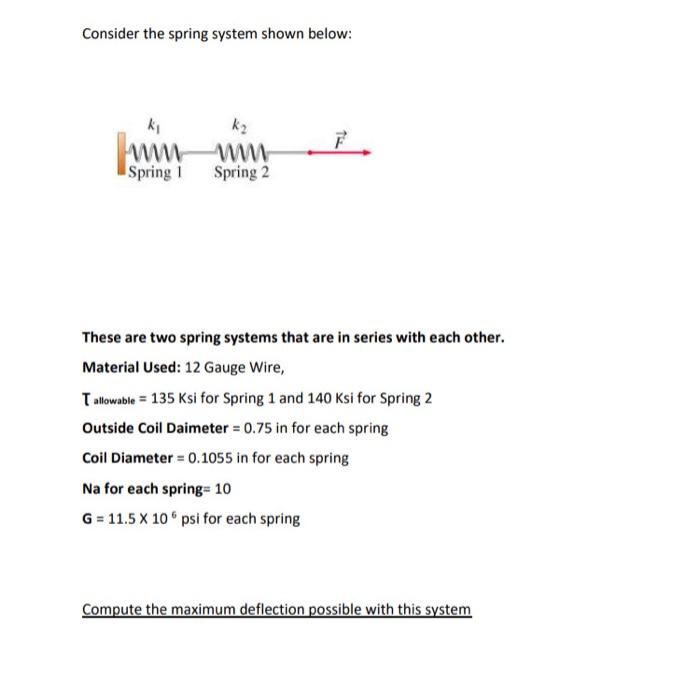 Solved Consider the spring system shown below: These are two | Chegg.com