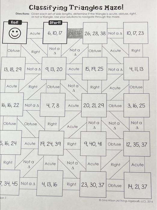 Classifying Triangles Maze Directions Glven Each Chegg