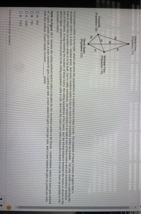 Solved Glacier Cove (Population 195) 166 69 90 Mountain View | Chegg.com